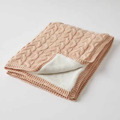 Aurora Cable Knit Baby Blanket - Pink Clay/Cream – Amis & Moi Gifts ...