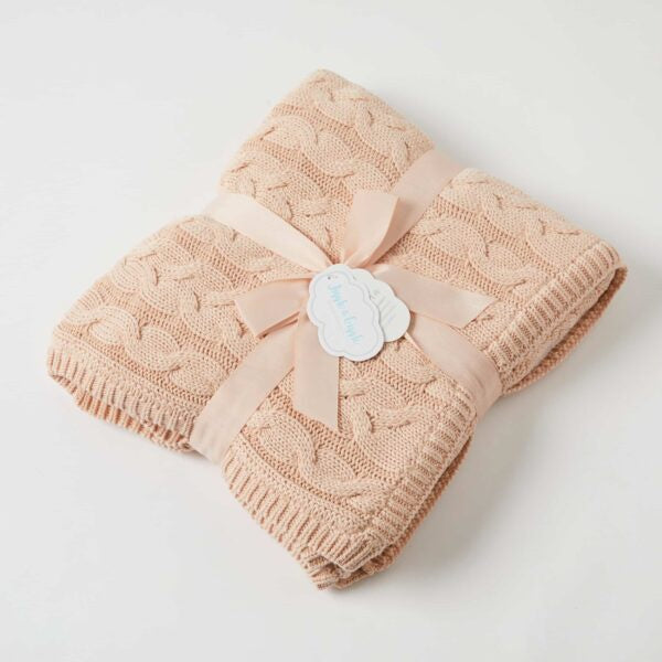 Aurora Cable Knit Baby Blanket - Pink Clay/Cream – Amis & Moi Gifts ...